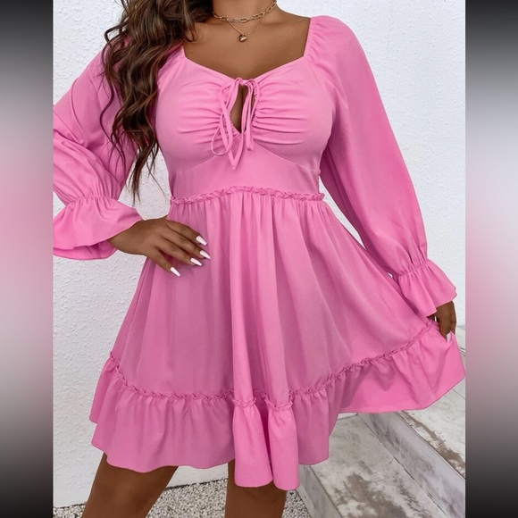 Dresses | Plus Size Red Sweetheart Neck Ruffle Sleeve Mini Dress | Poshmark
